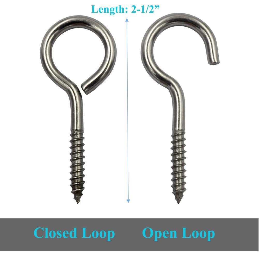 DGOL 10 pcs 2-1/2 Inch 304 Stainless Steel Screw-in Hooks Eye Bolt ...