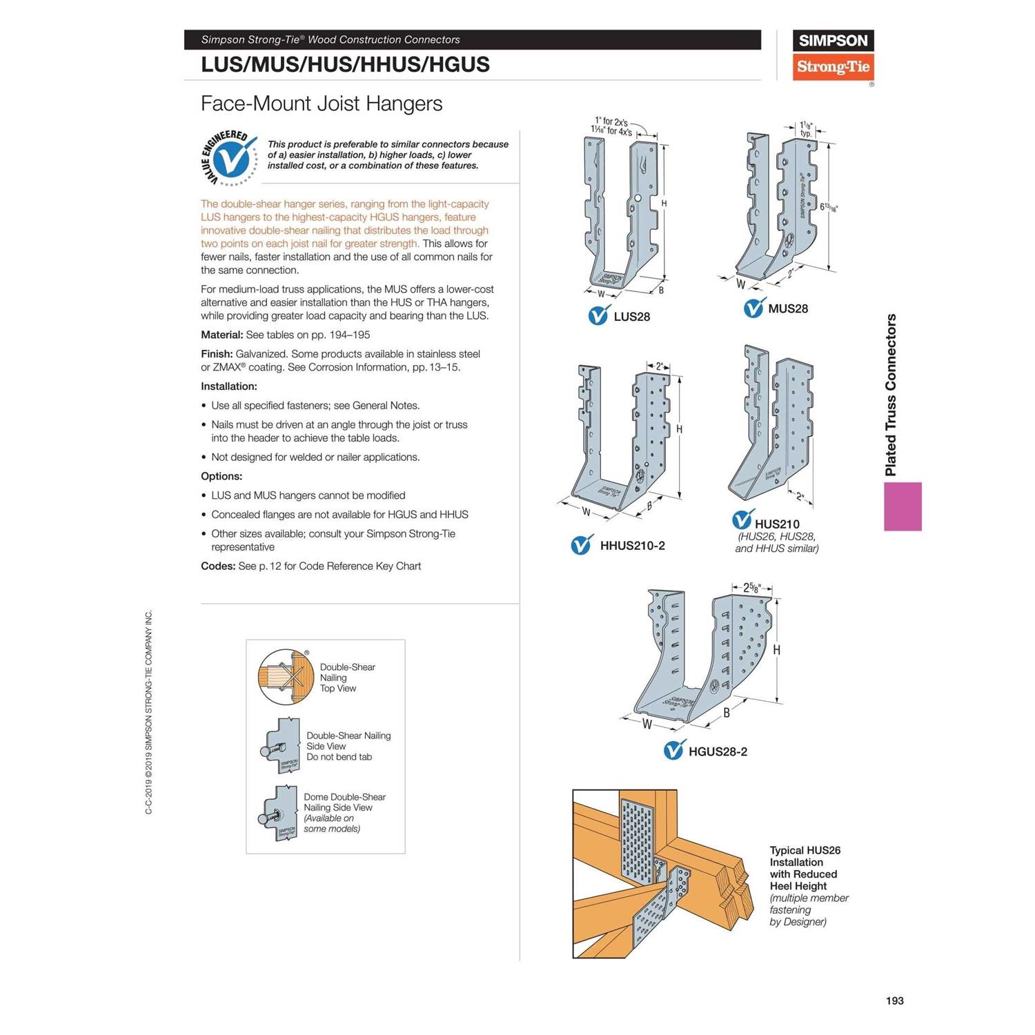 Simpson Strong Tie LUS210 Joist Hanger - Shop Hardware Tools for Work ...