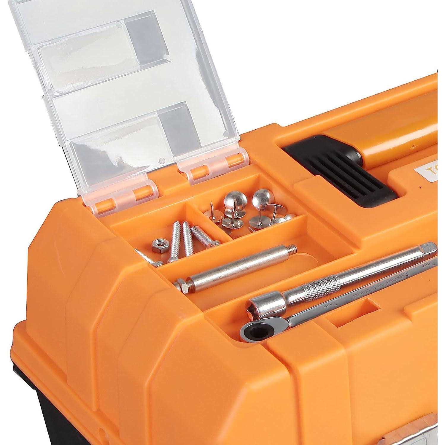 Torin atrjh-3430t 17-Inch 3-Layer Multi-function Toolbox with Tray and Dividers,Orange Folding ...