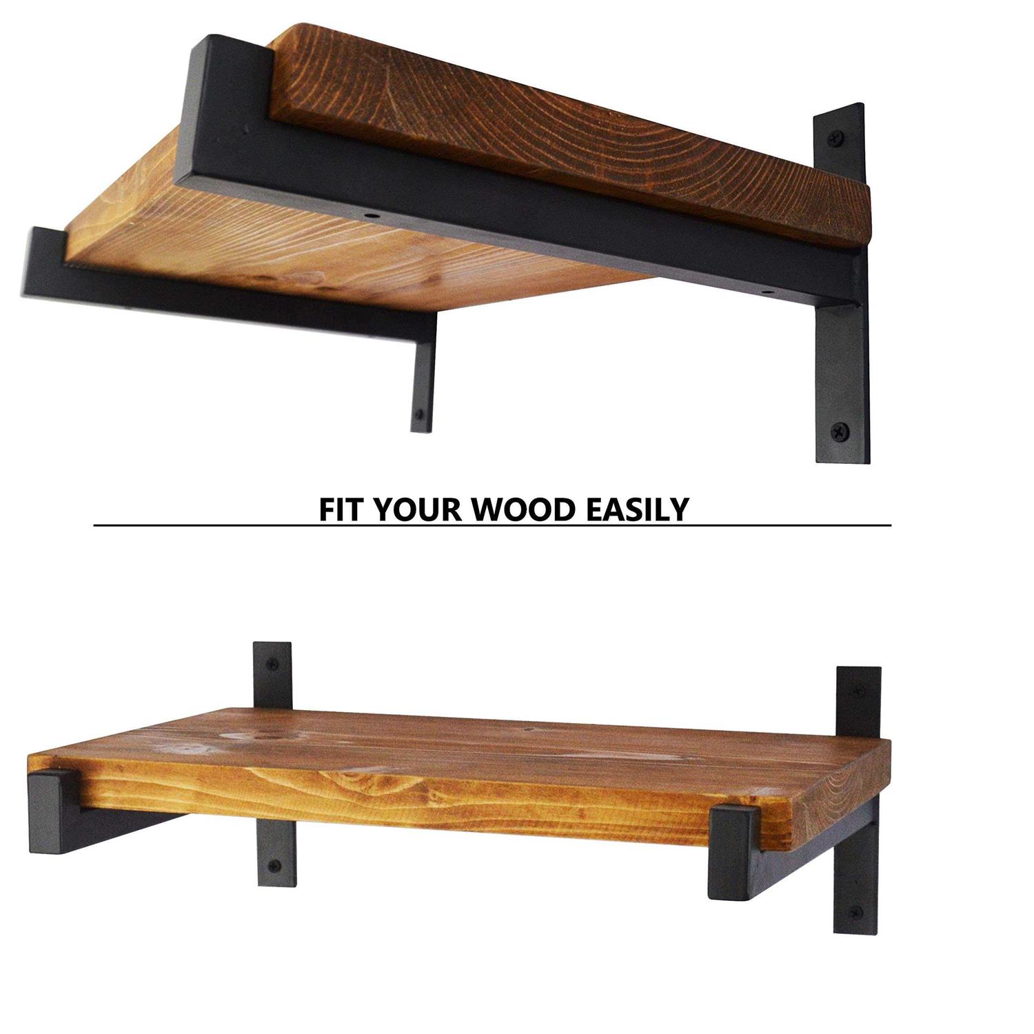 EZYDECOR 6 Pcs Heavy Duty Shelf Brackets Wall Mounted Industrial Metal ...