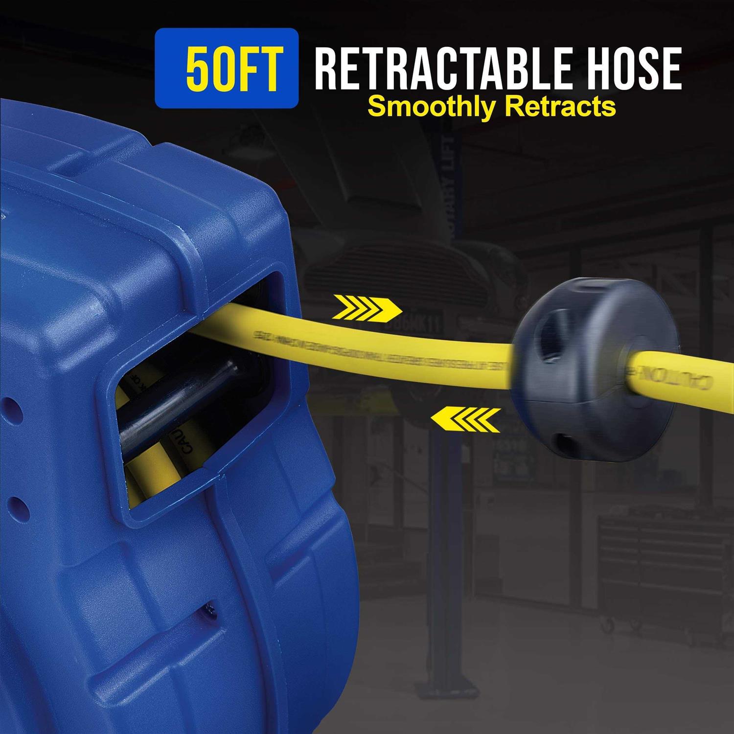 Goodyear Mountable Retractable Air Hose Reel 3/8 x 50' Ft - Shop Hardware Tools for Work and Home