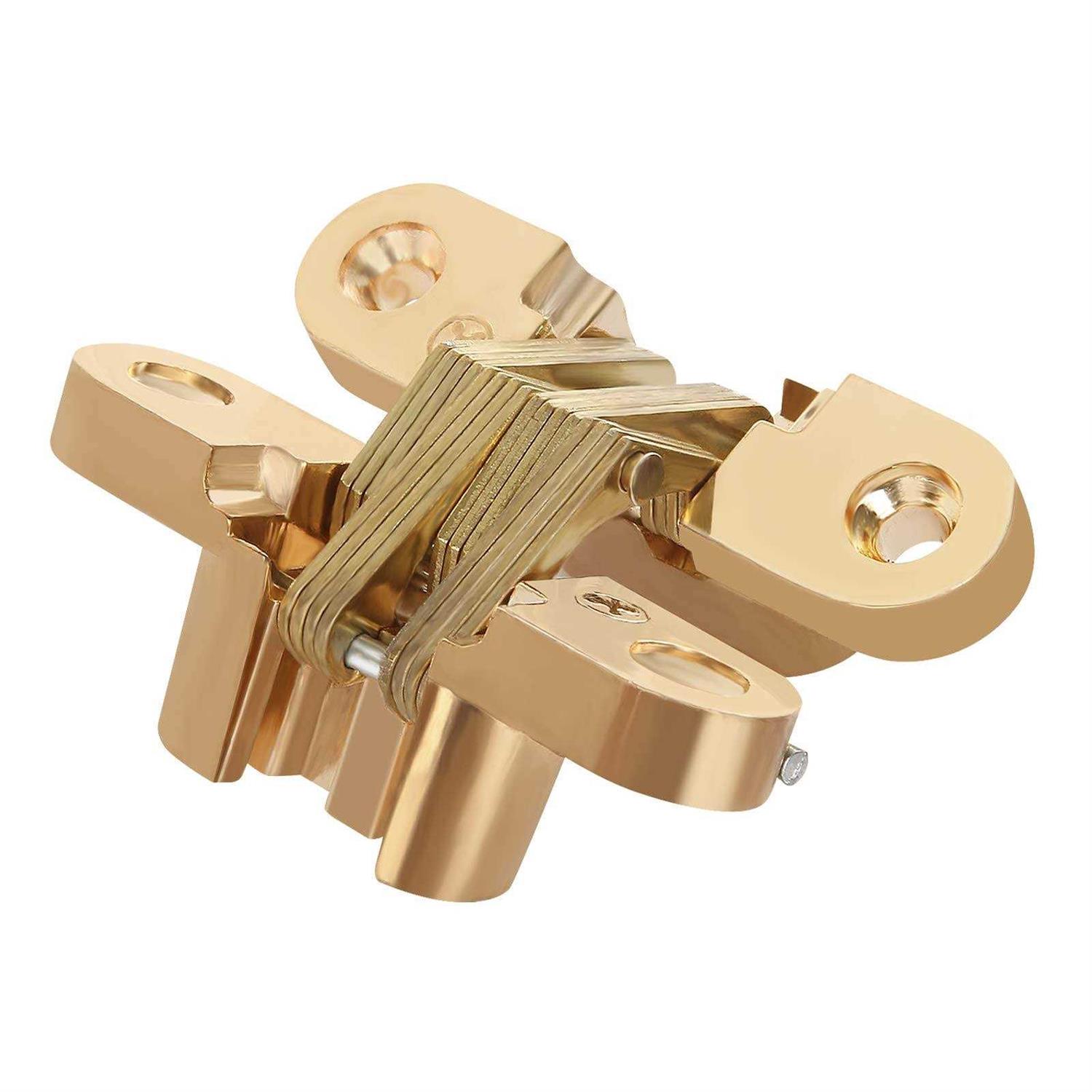 Golden Hidden Door Hinges 4 Pack Concealed Cross Hinge Invisible 180 ...