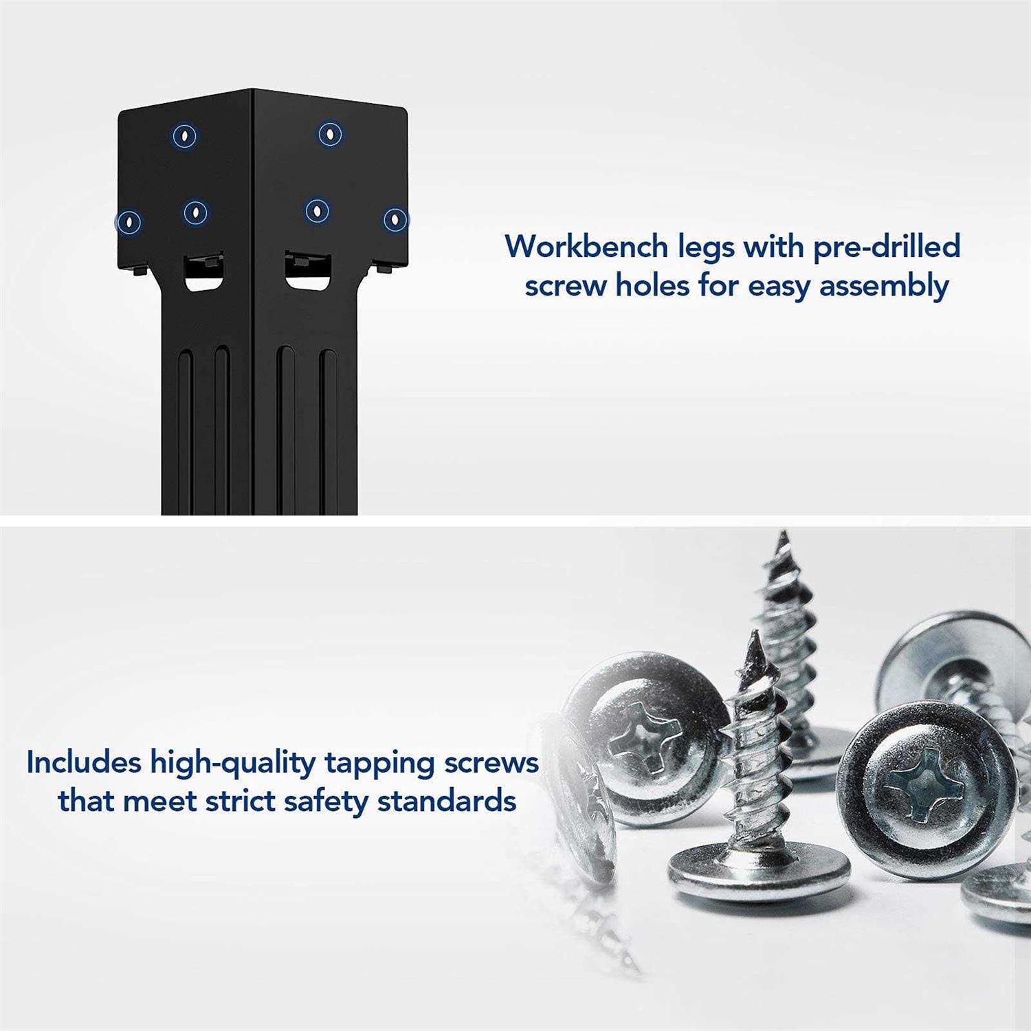 FLEXIMOUNTS Universal Steel Work Bench Leg Kit, Garage Storage Shelving ...