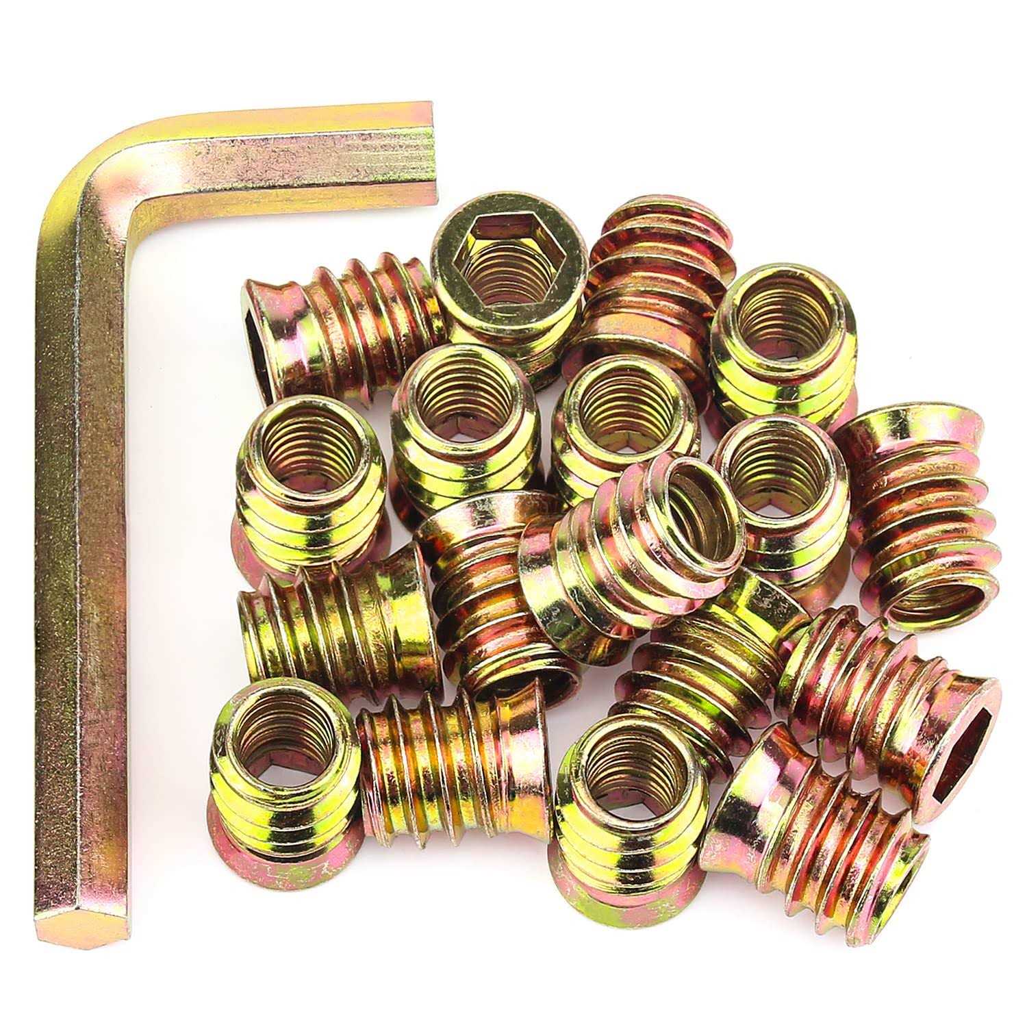 HELIFOUNER 3/8-16 Threaded Inserts Wood Inserts Steel Threaded Inserts ...