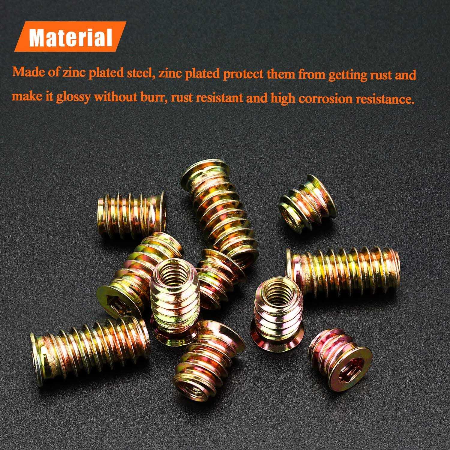 HELIFOUNER 3/8-16 Threaded Inserts Wood Inserts Steel Threaded Inserts ...