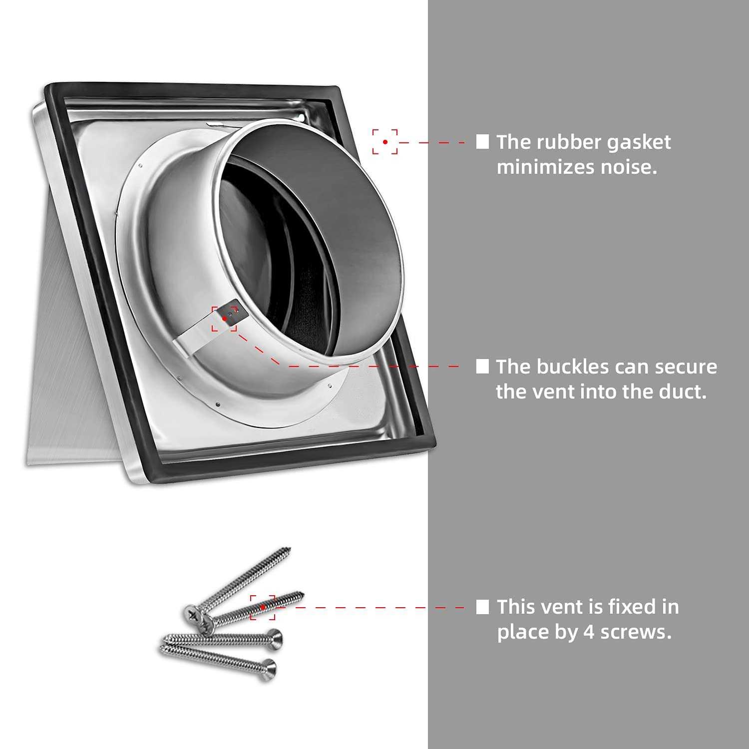 FRESH SPEED External Extractor Wall Vent Cushioned Non Return Flap ...