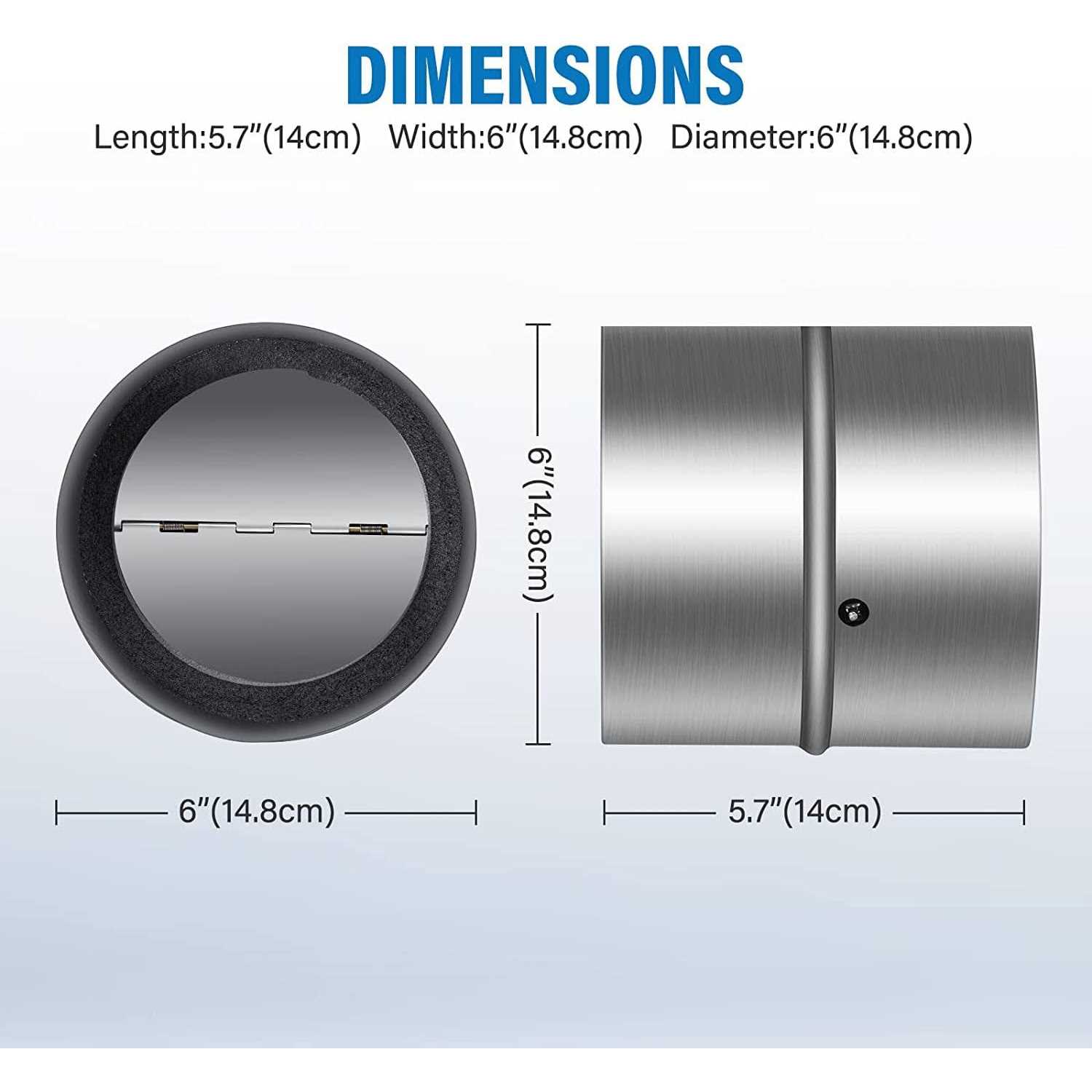 iPower 6 inch Backdraft Shutter Damper Back Draft Blocker One-Way ...