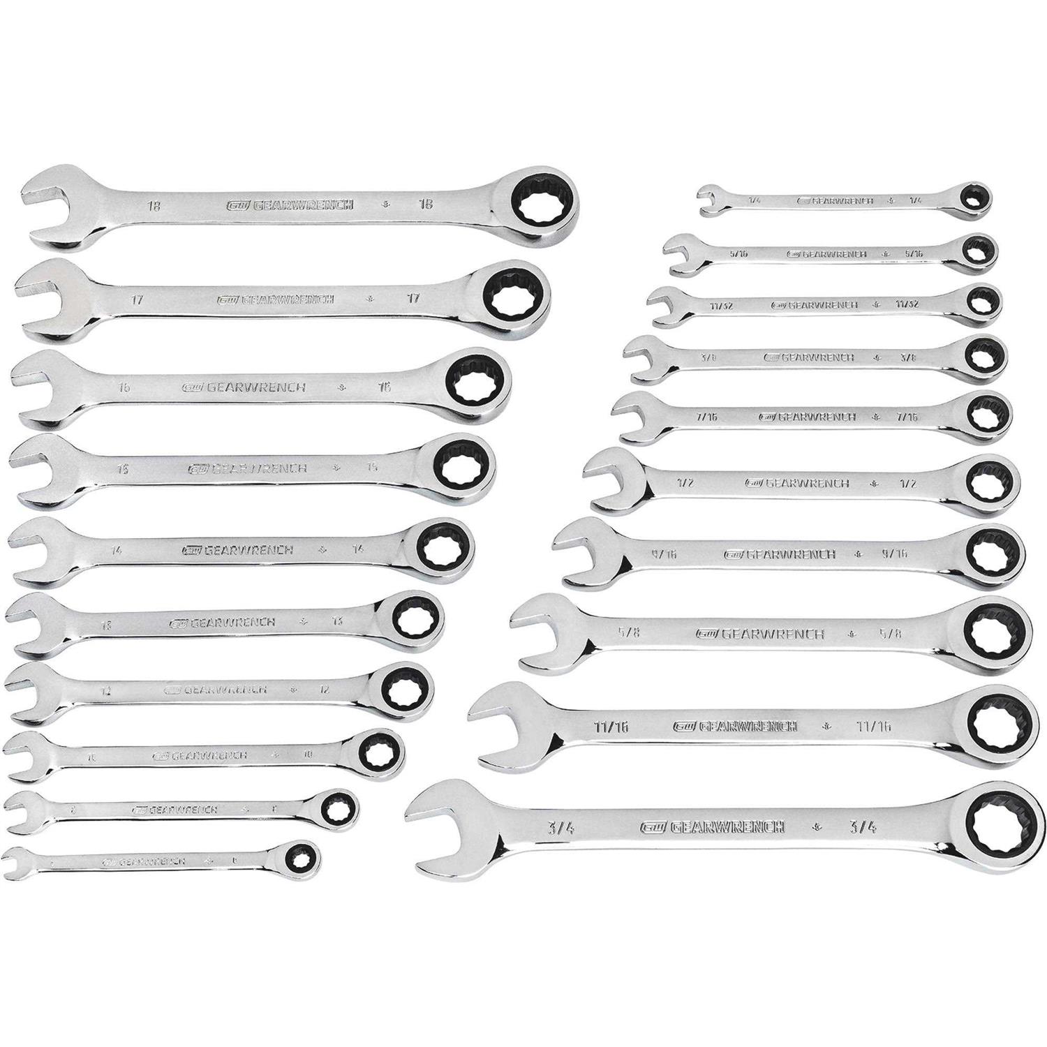 GearWrench 20-Piece SAE/Metric Ratcheting Combination Wrench Set - Shop ...