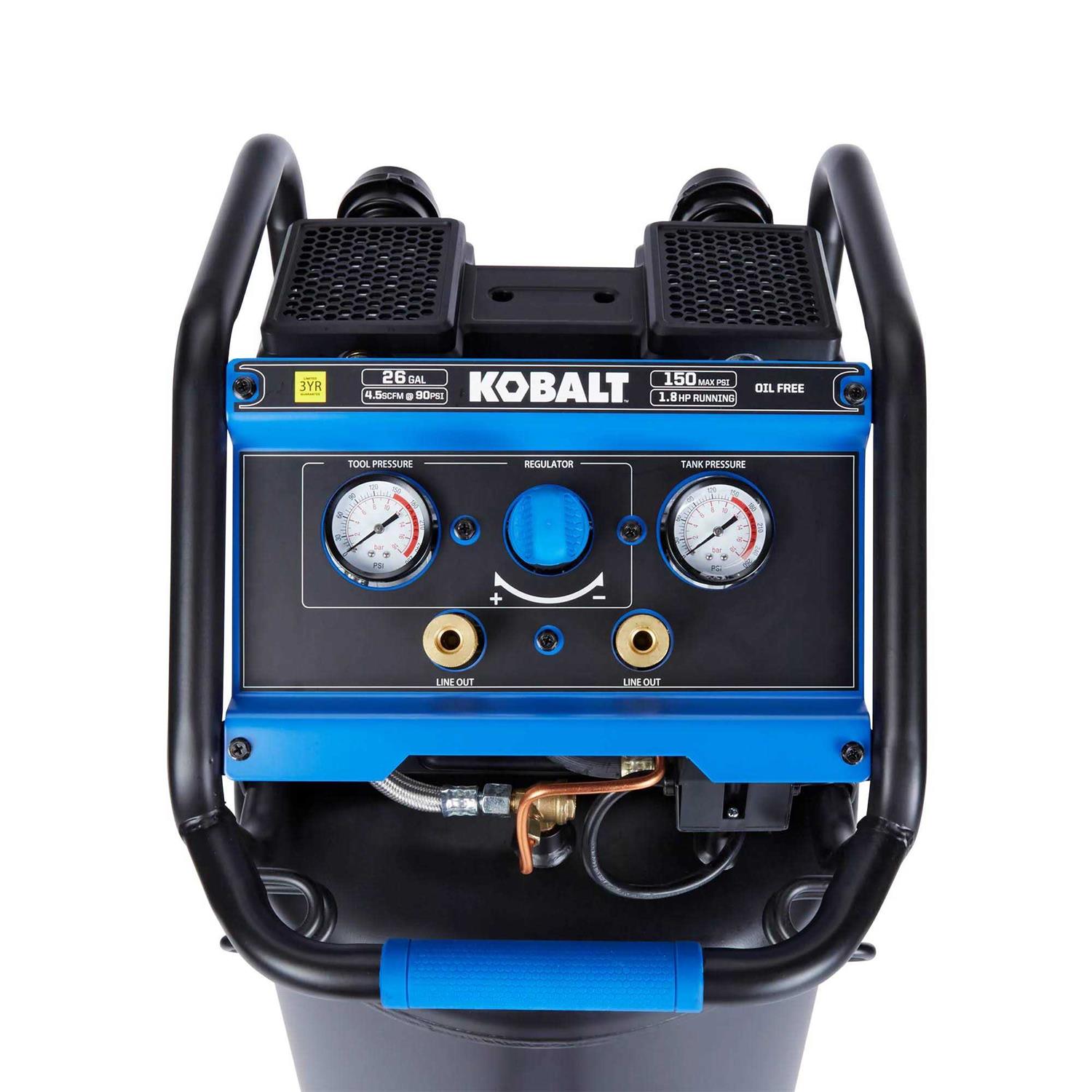 Kobalt Quiet Tech 26-Gallons Portable 150 Psi Vertical Quiet Air ...