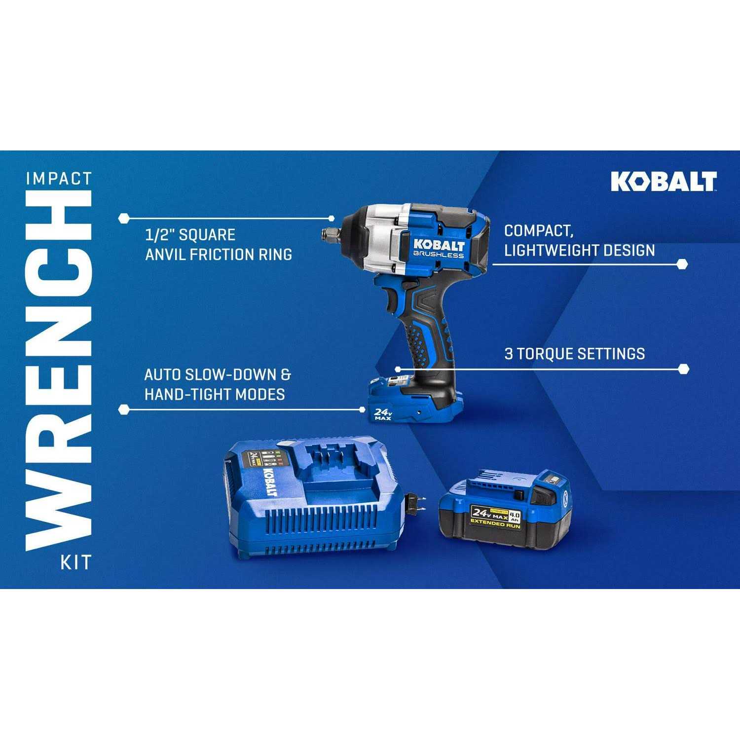 Kobalt 24-volt Max Variable Brushless Drive Cordless Impact Wrench With ...