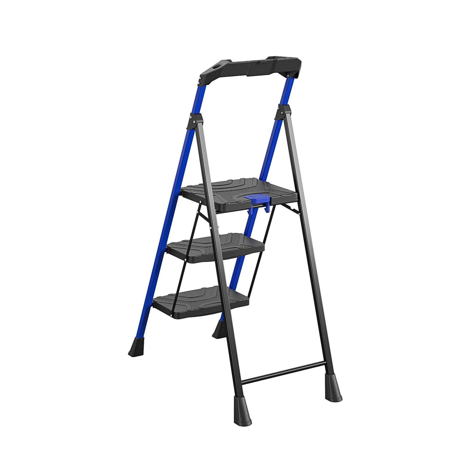 Kobalt 3-Step 300-lb Capacity Black Steel Foldable Step Stool - Shop ...
