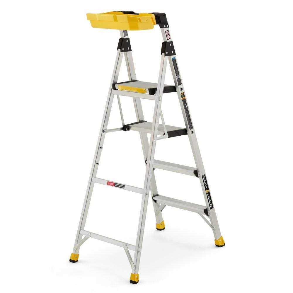 Gorilla Ladders 5.5 ft. Aluminum Dual Platform Heavy-Duty Ladder with ...