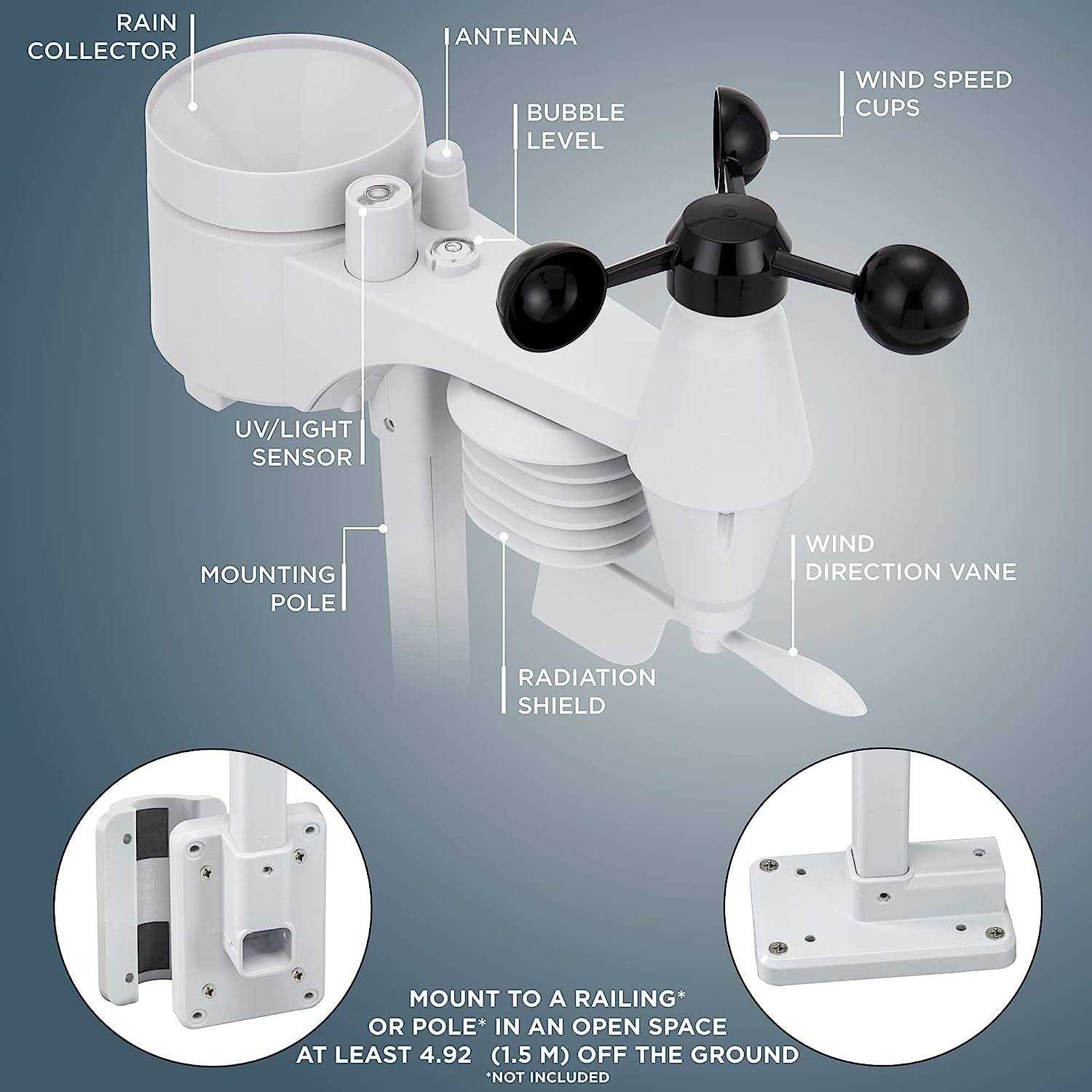 Logia 7-in-1 Weather Station Indoor/Outdoor Weather Monitoring System ...