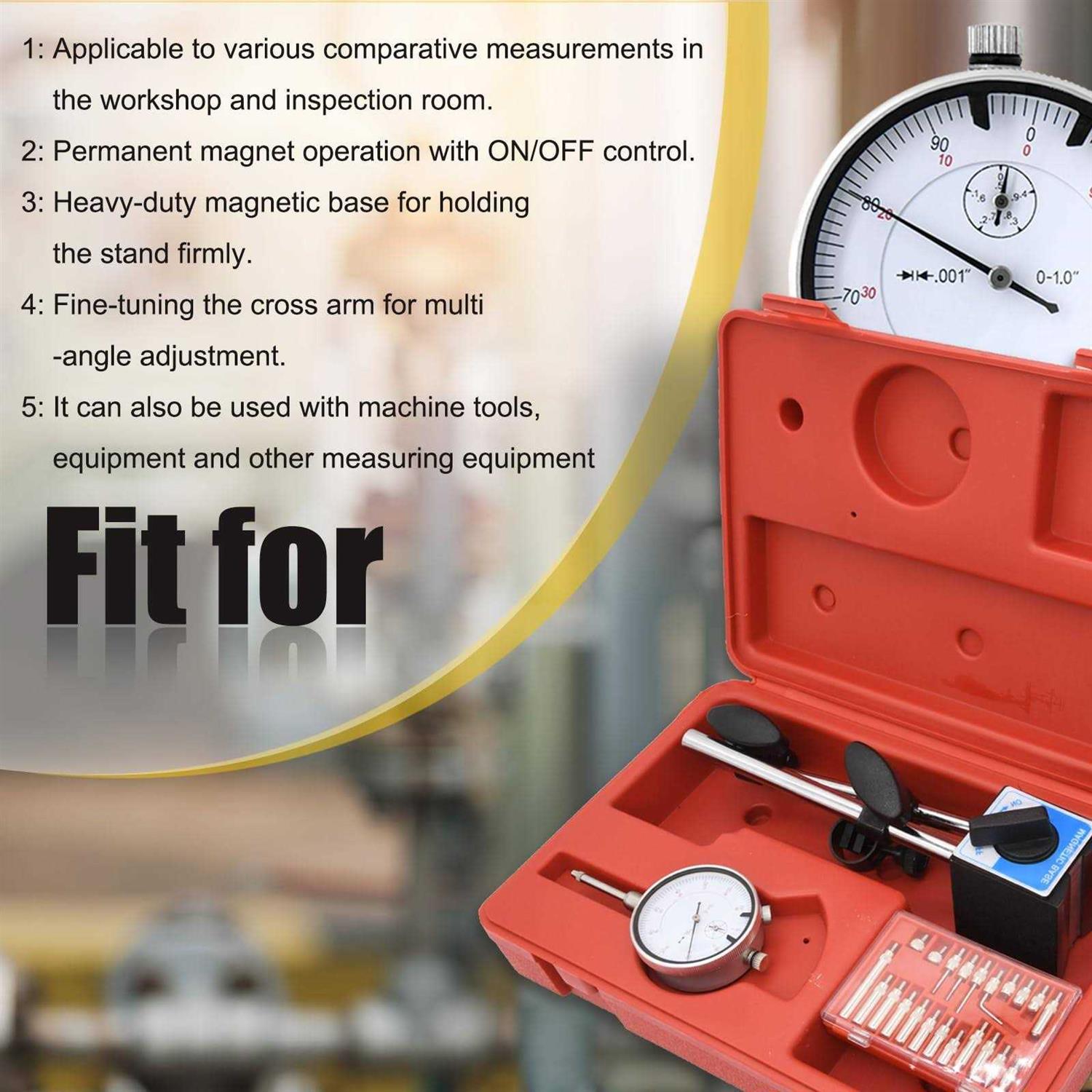 NAKAO Dial Indicator with Magnetic Base and Point Precision Inspection ...