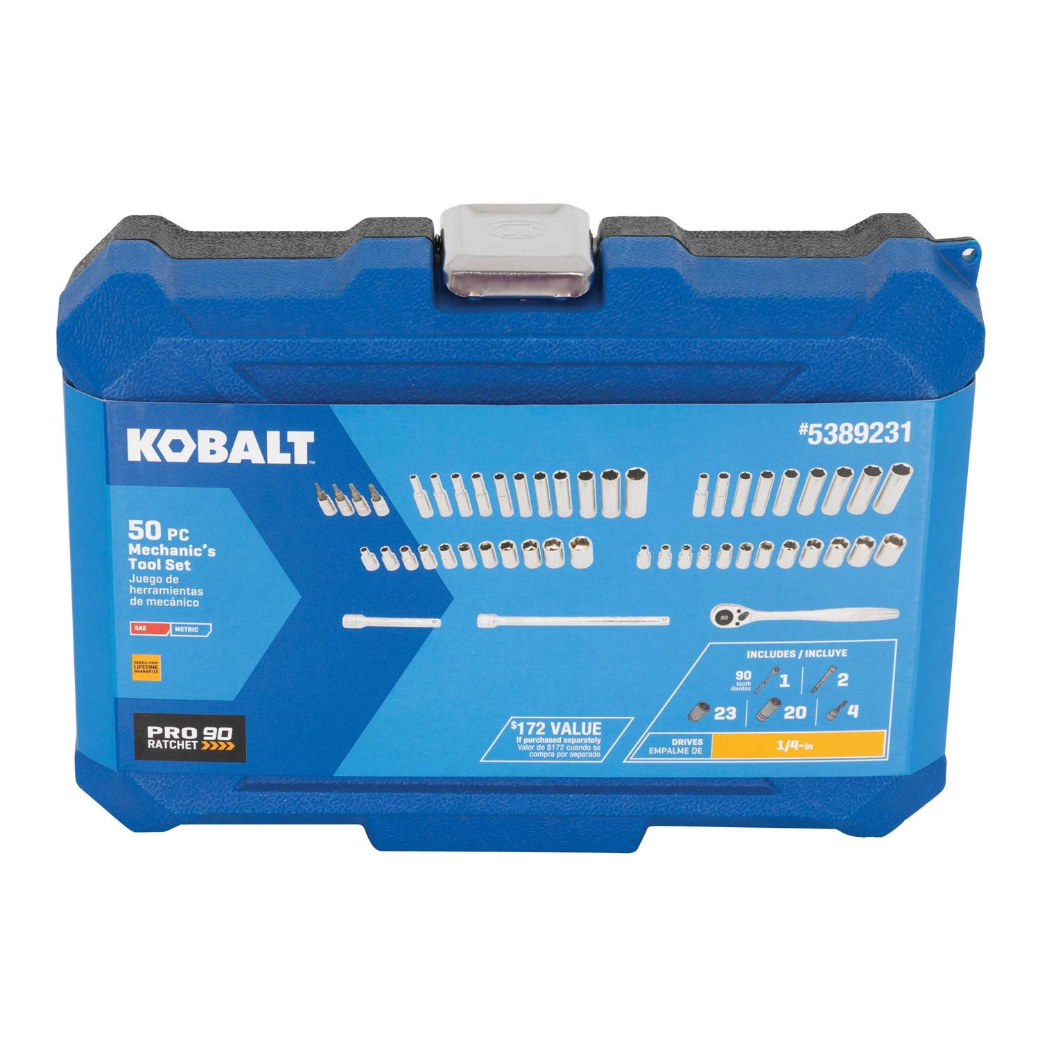 Kobalt 50-Piece Standard and Metric Polished Chrome Mechanics Tool Set ...