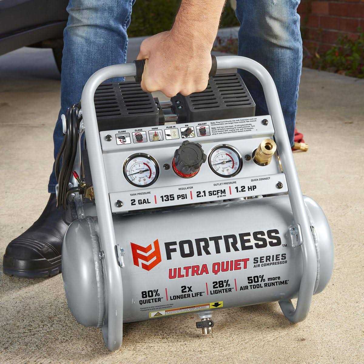 HFT 2 Gallon 135 PSI Ultra Quiet Hand Carry Jobsite Air Compressor ...