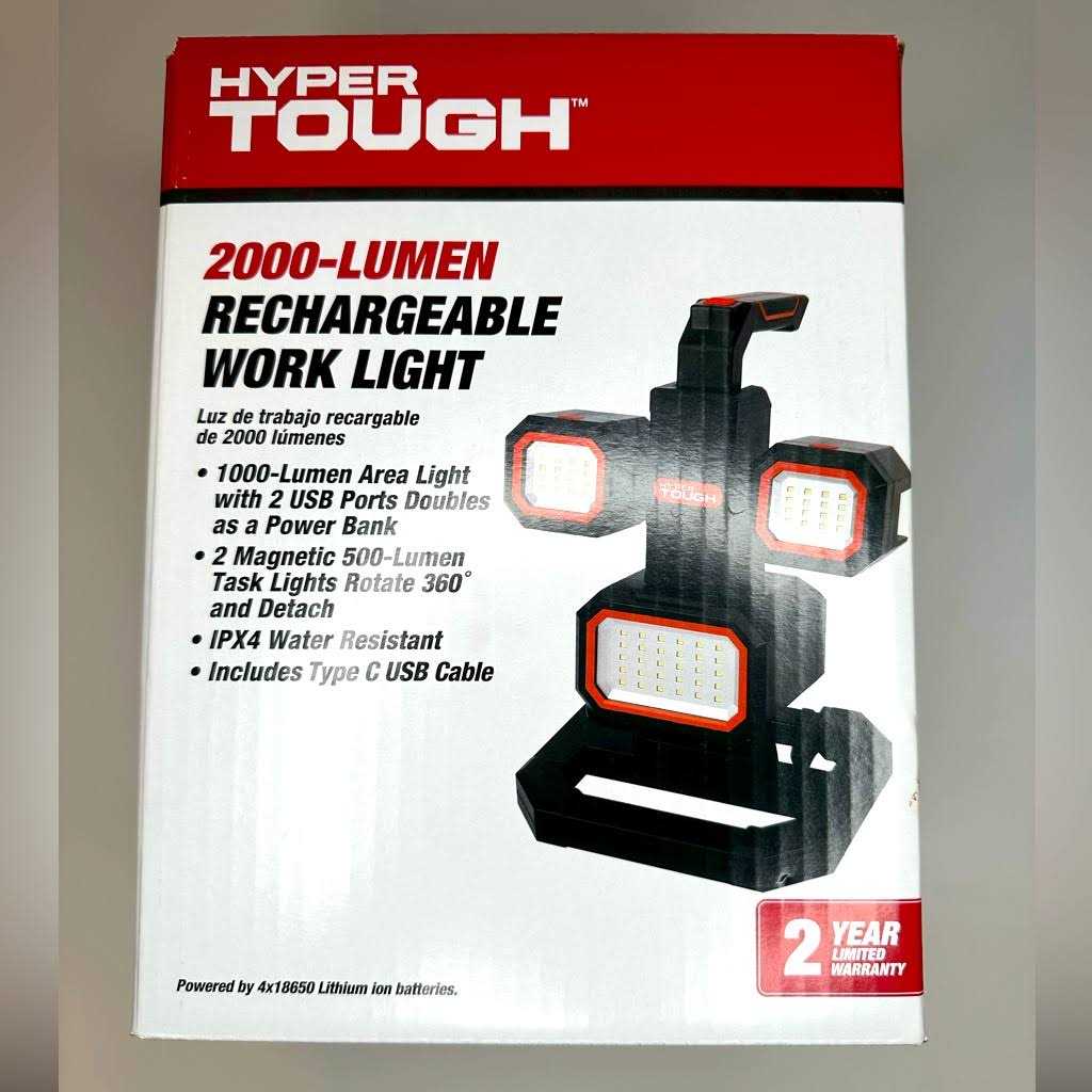 Hyper Tough 2000-Lumen LED Rechargeable Work Light & Detachable Spotlight - Shop Hardware Tools ...