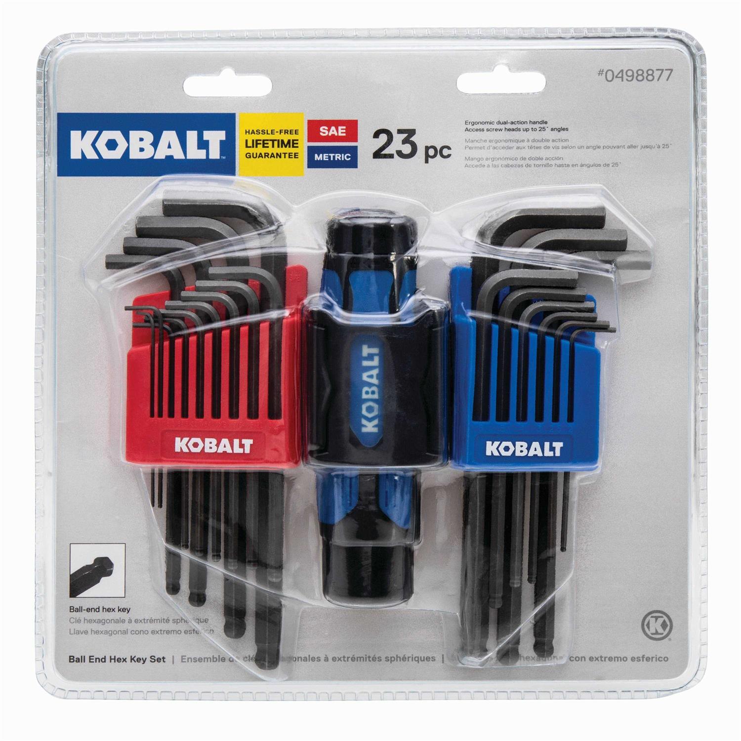 Kobalt Standard SAE & Metric Combination Hex Key Set Rubber KHK01 ...