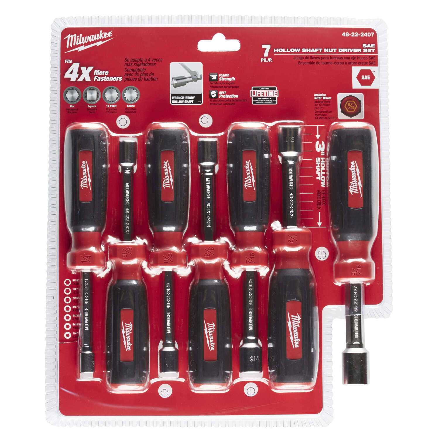 Milwaukee 48-22-2407 7 pc Hollow Shaft SAE Nut Driver Set - Shop ...