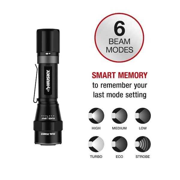Husky 1200 Lumens Dual Power LED Rechargeable Focusing Flashlight with ...