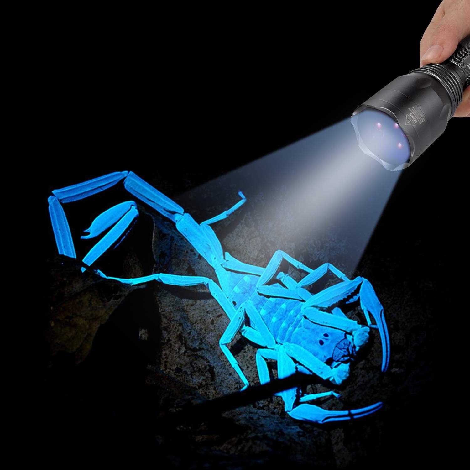 LUMENSHOOTER S3 365nm UV Flashlight with 3 LEDs Rechargeable Black ...