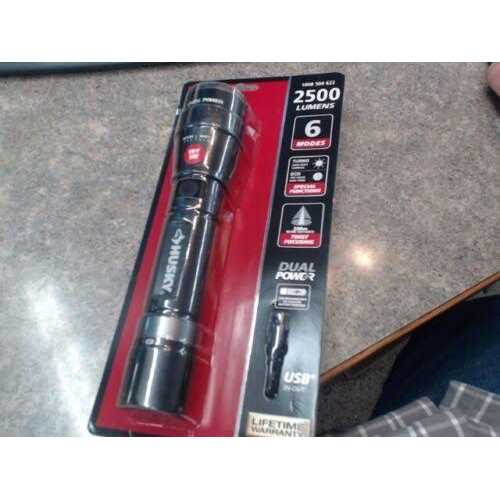 Husky 2500 Lumens Dual Power LED Rechargeable Focusing Flashlight with ...