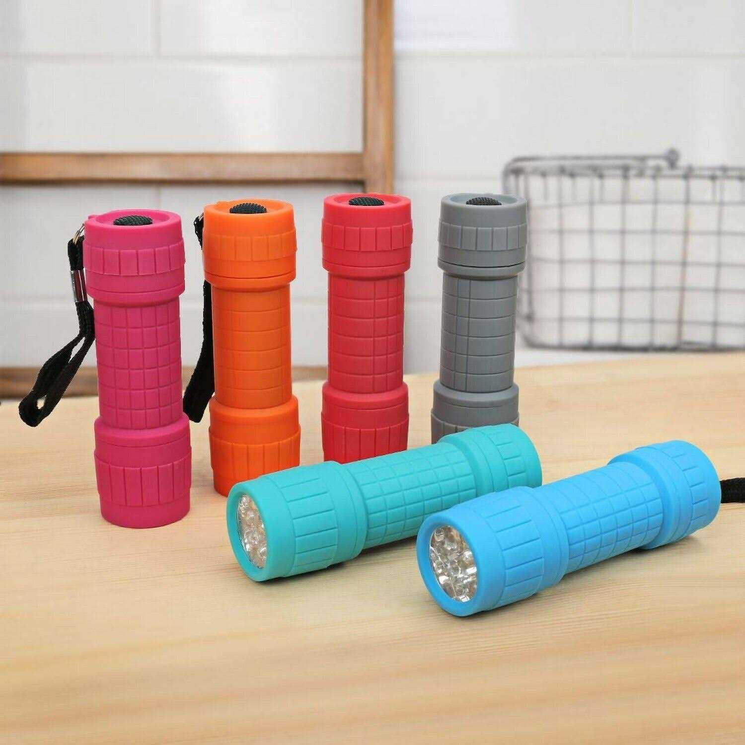EverBrite 9-LED Flashlight 6-Pack Impact Handheld Torch Assorted Colors ...