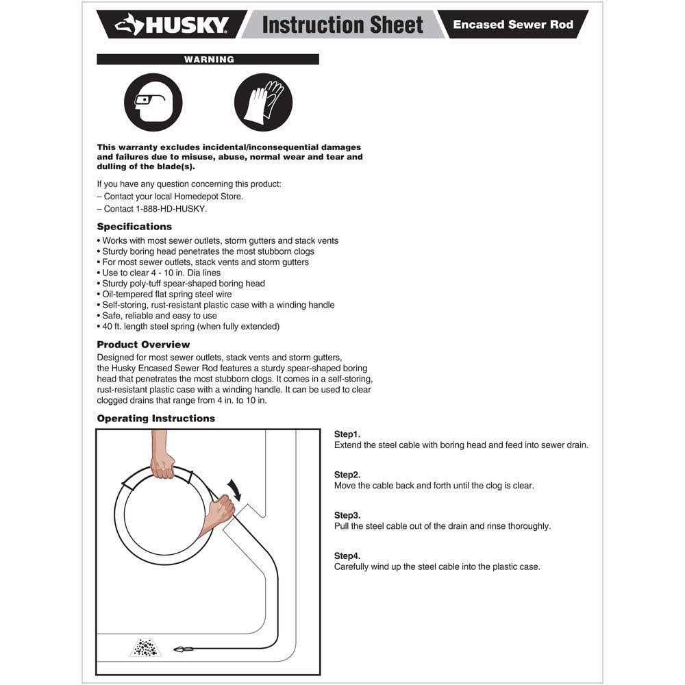 Husky Encased Sewer Rod - Shop Hardware Tools for Work and Home