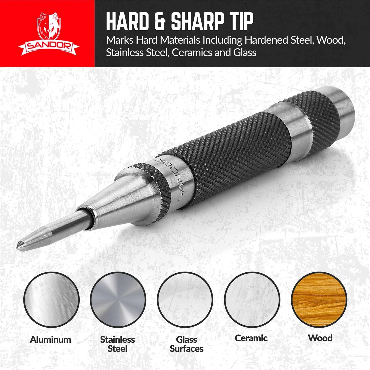 Heavy Duty Automatic Center Punch With Hardened Steel Pack of 2 Premium ...