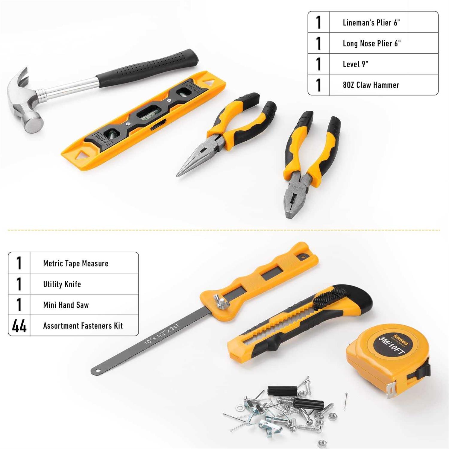 KREBS 168 Piece Hand Tool Kit and Tool Set General Household Hand Tool ...