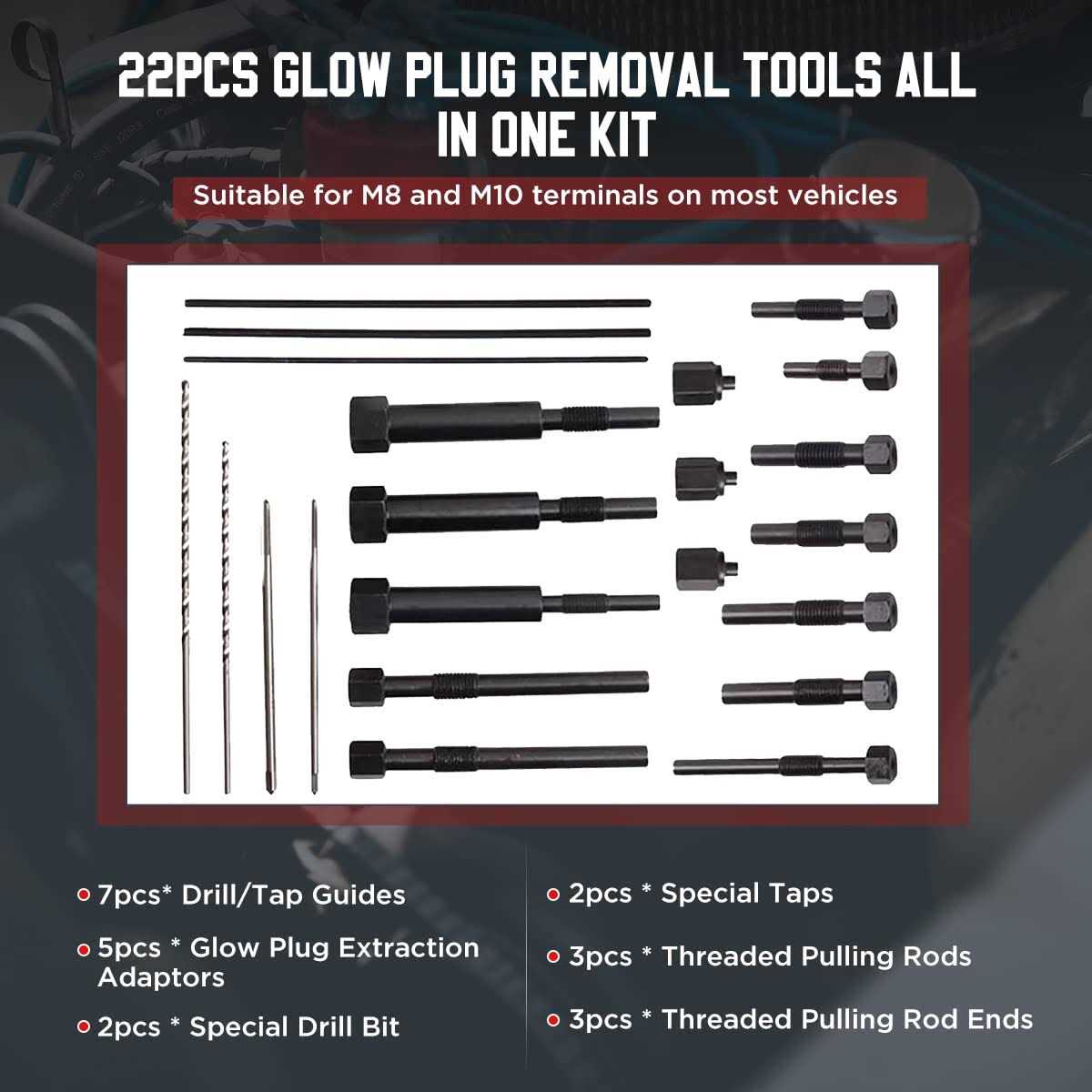 Glow Plug Removal Tool 22pcs Glow Plug Removal Tool Kit High Hardness ...