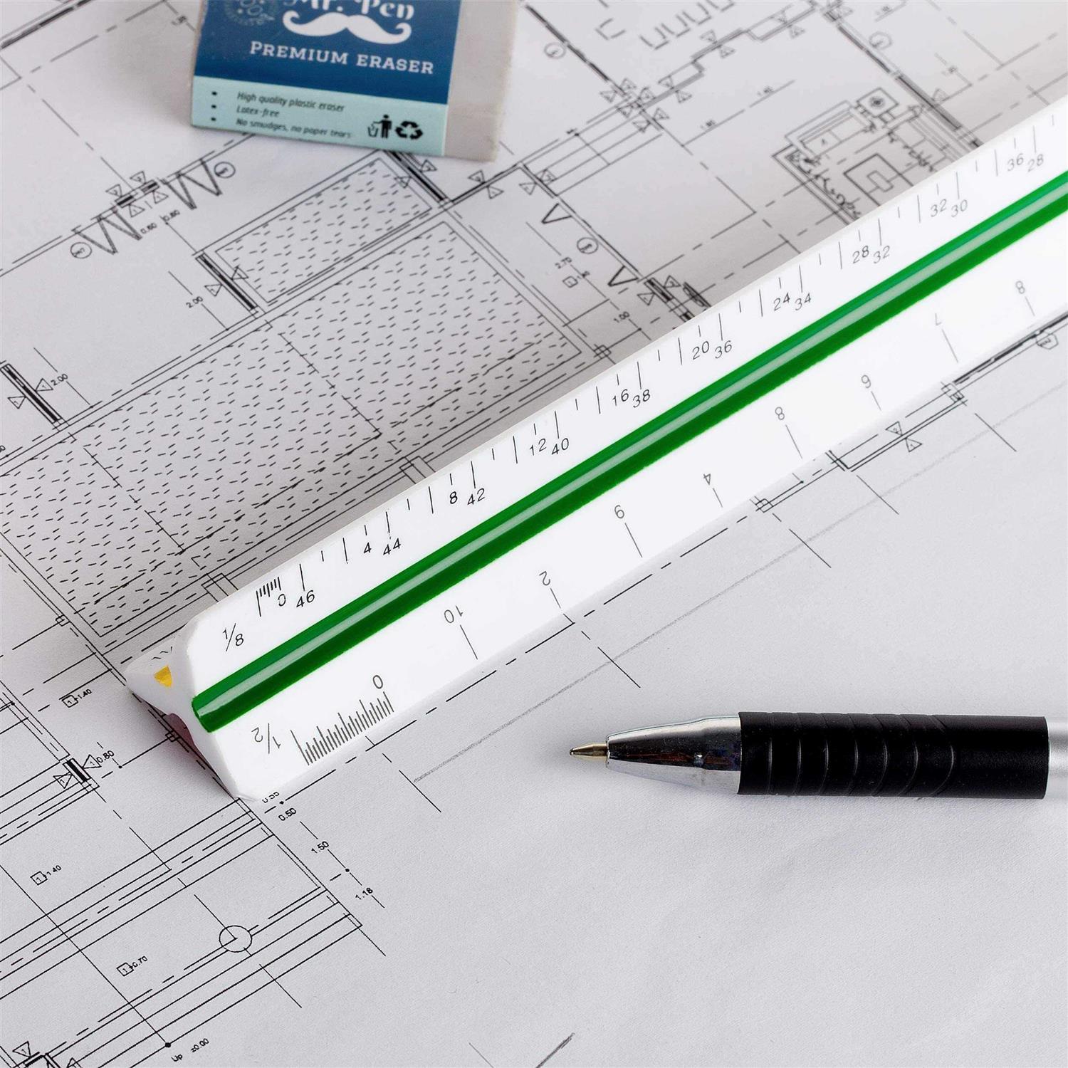 Mr. Pen Architectural Scale Ruler 12 inch Plastic Architect Scale ...