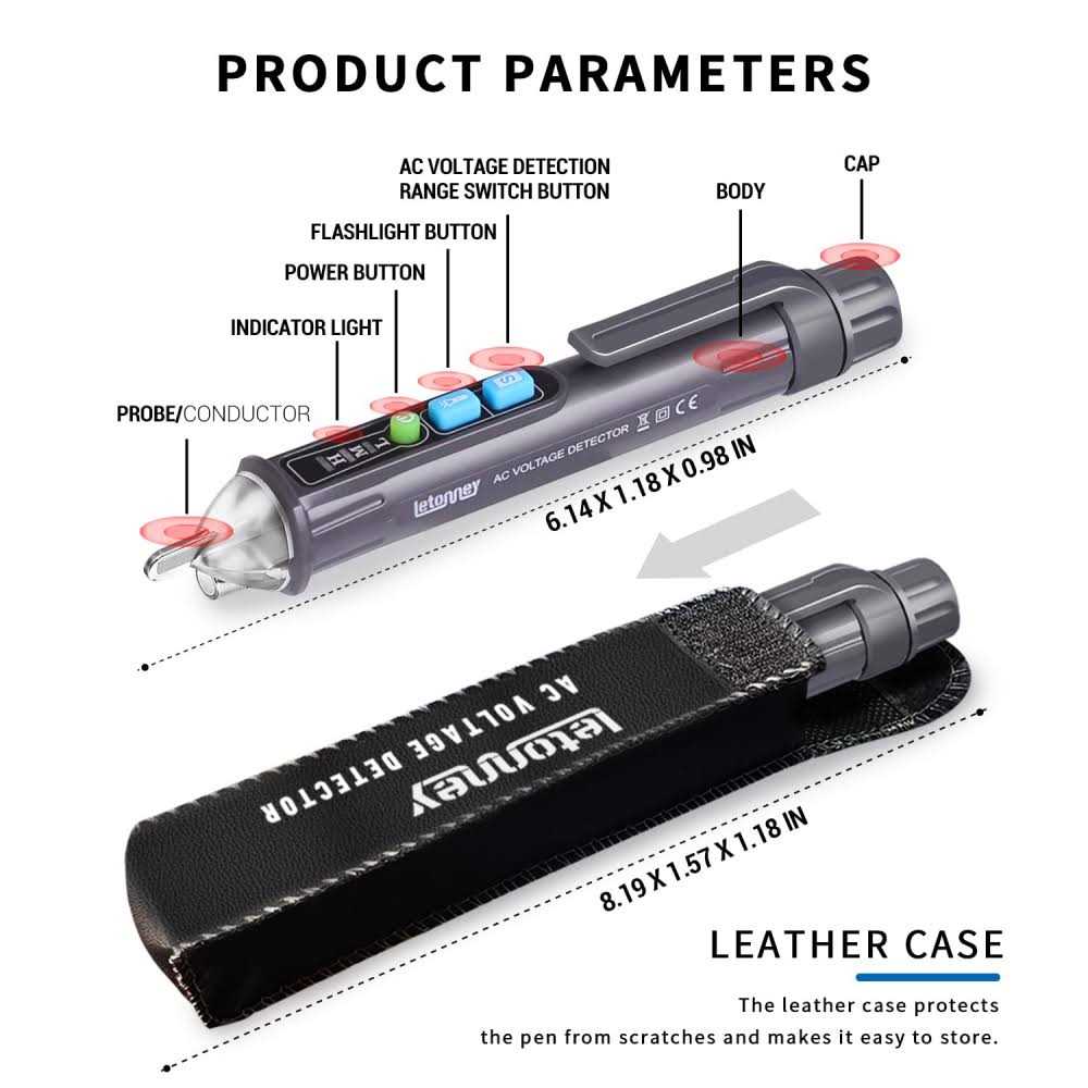 LETONNEY Non-Contact Voltage Tester Electrical Tester with Dual Range ...