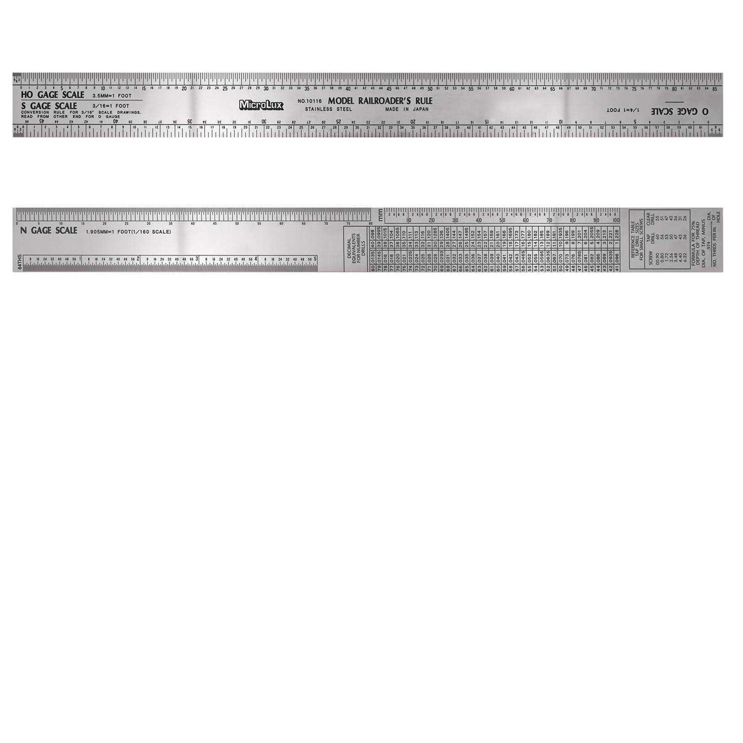 Micro-Mark 12 Inch Stainless Steel Model Railroader's Ruler - Shop ...
