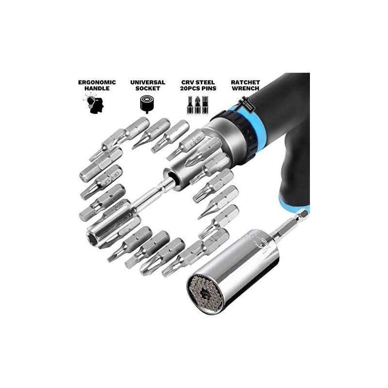 Manwald Super Universal Socket Tool Set Ratcheting Screwdriver Set with ...