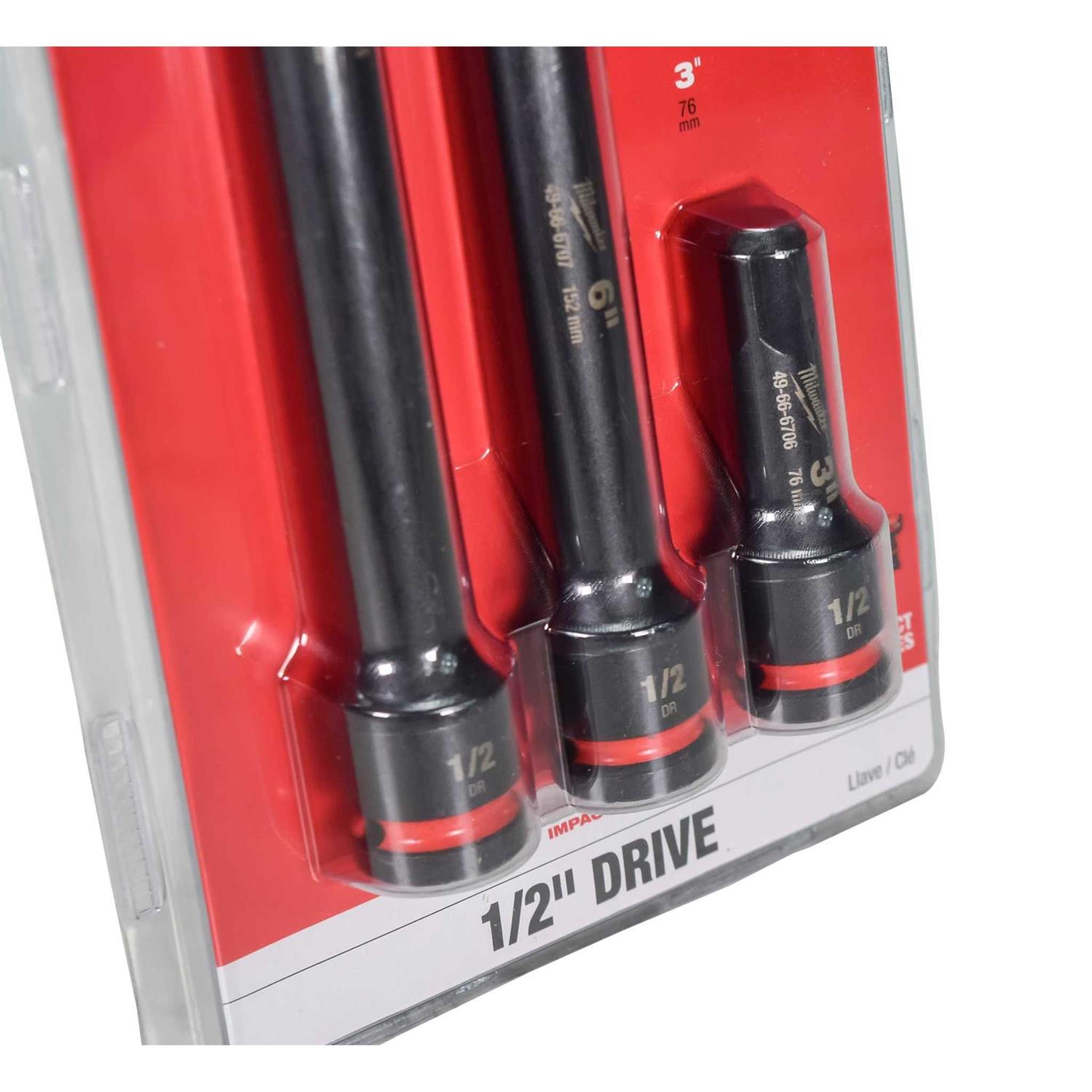 Milwaukee 49-66-6715 SHOCKWAVE Impact Duty Extension Set 1/2 Drive 3PC ...