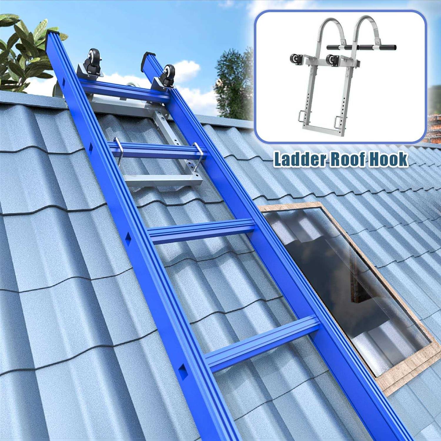 Eazy2hD 2 in 1 Ladder Stabilizer and Ladder Roof Hook with Wheel, Heavy ...