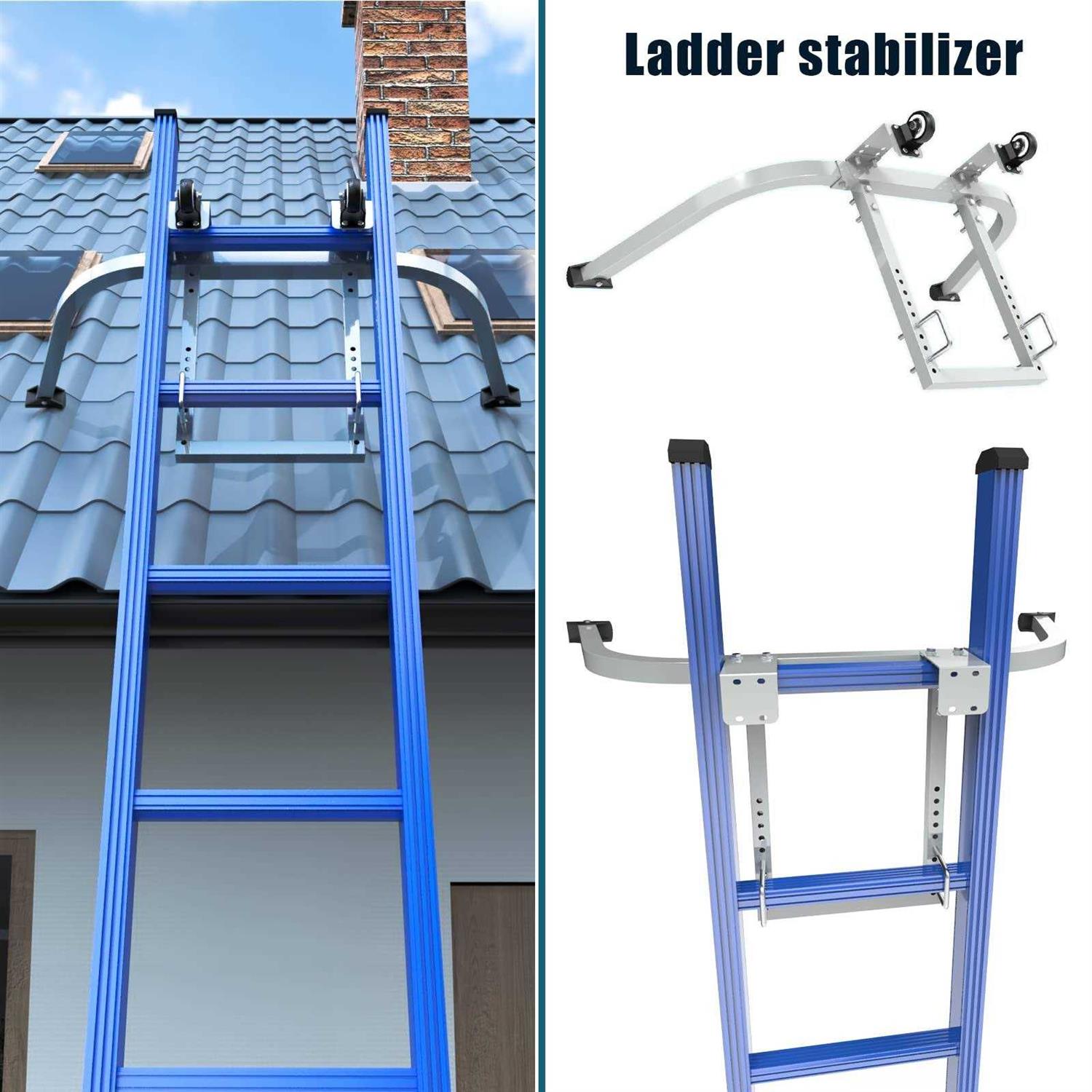 Eazy2hD 2 in 1 Ladder Stabilizer and Ladder Roof Hook with Wheel, Heavy ...