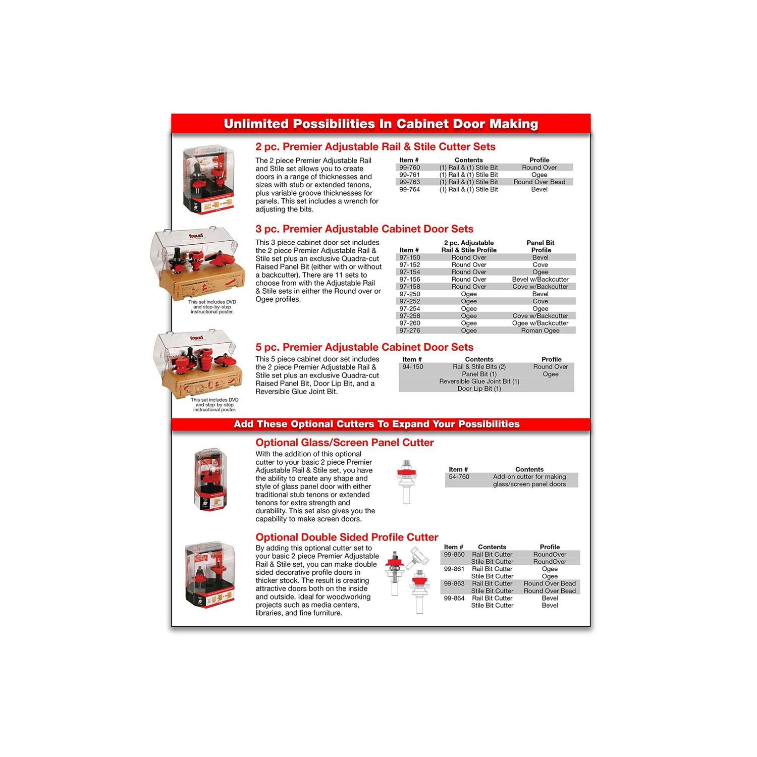 Freud Adjustable Rail Stile Router Bit Set 99-763 - Shop Hardware Tools ...