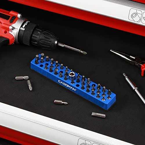 Casoman 1/4 Hex Bit Organizer with Magnetic Base Blue Hole Bit ...