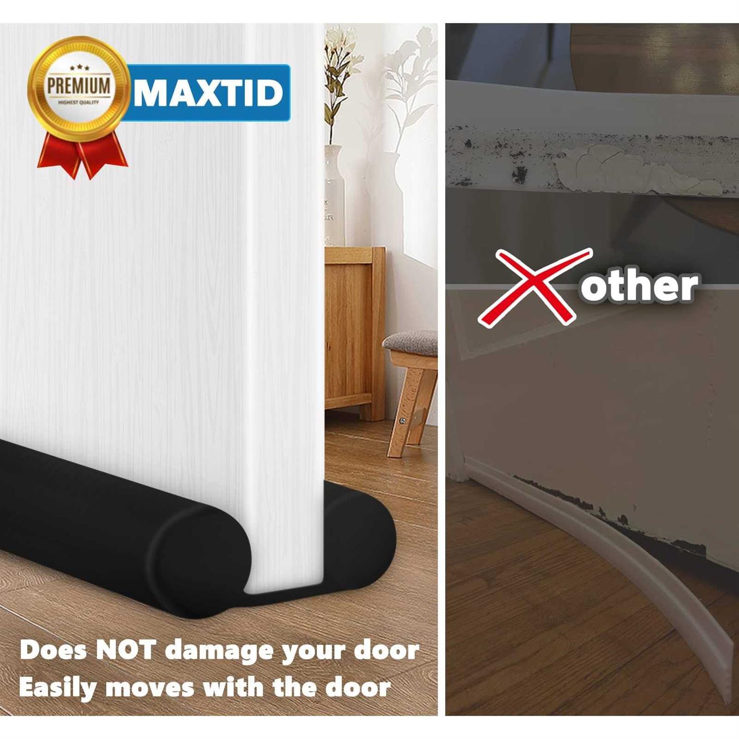 MAXTID Under Door Draft Blocker Black Door Draft Stopper Reduce Breeze ...