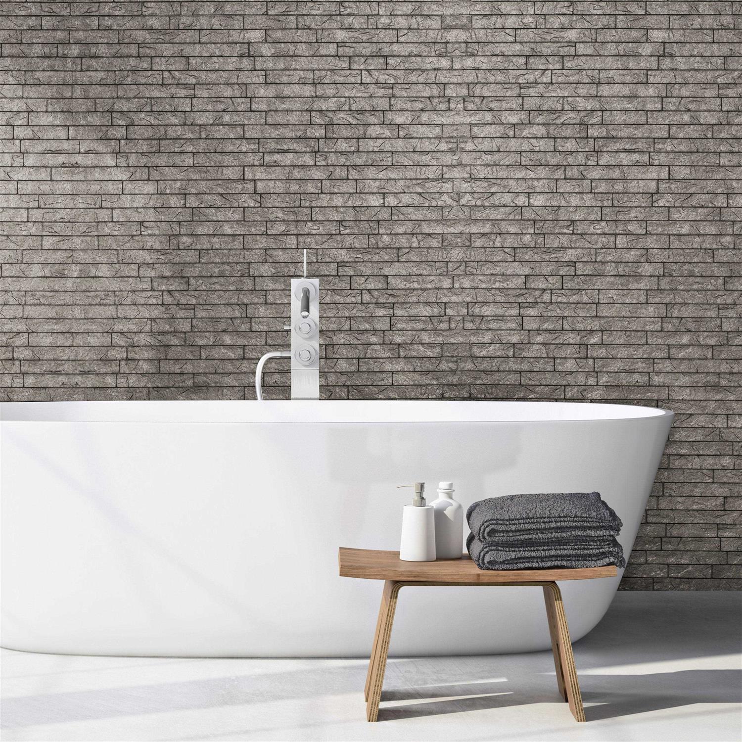 Innovera Decor by Palram 24 in. x 24 in. Ledge Stone PVC Seamless 3D ...