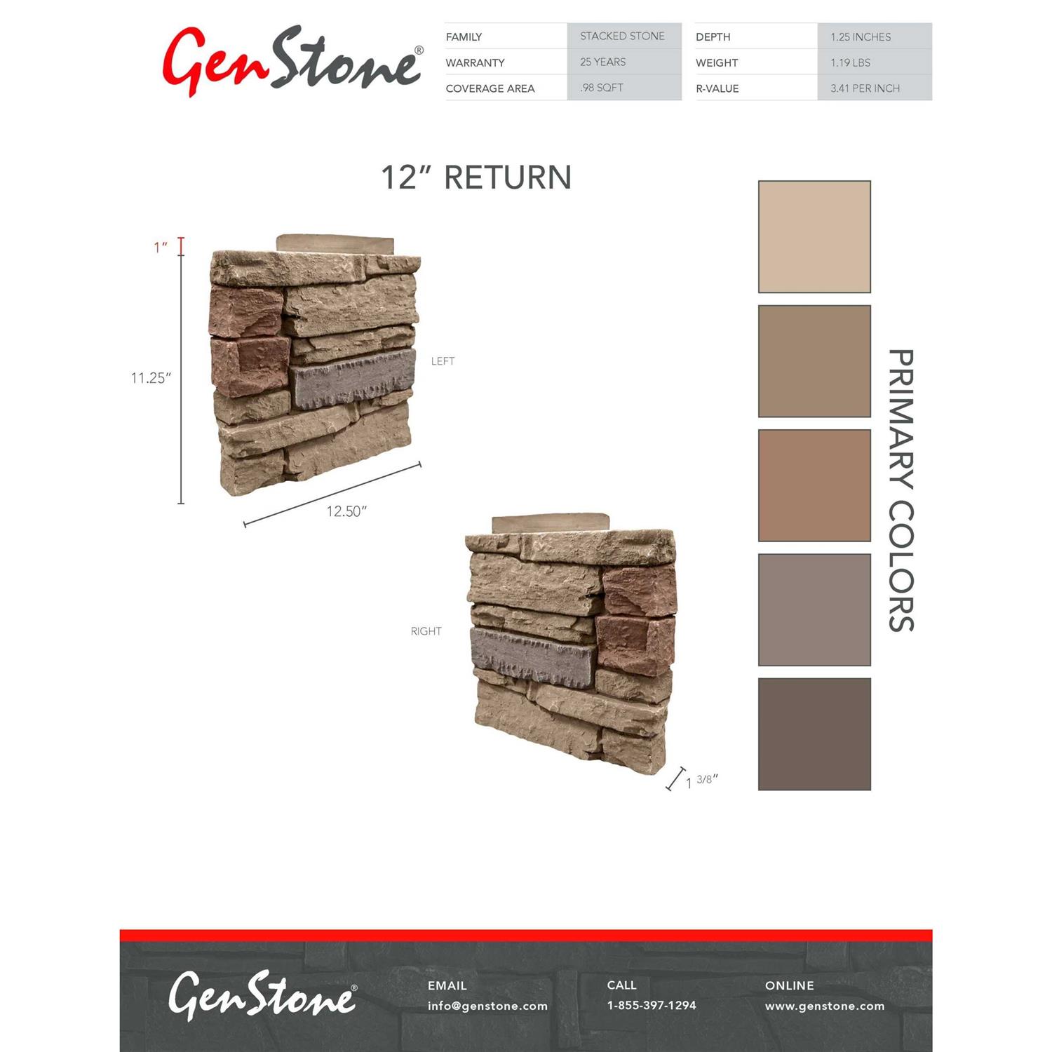 GenStone Stacked Stone Corner Panel Left 0.98-sq ft Desert Sunrise Faux ...
