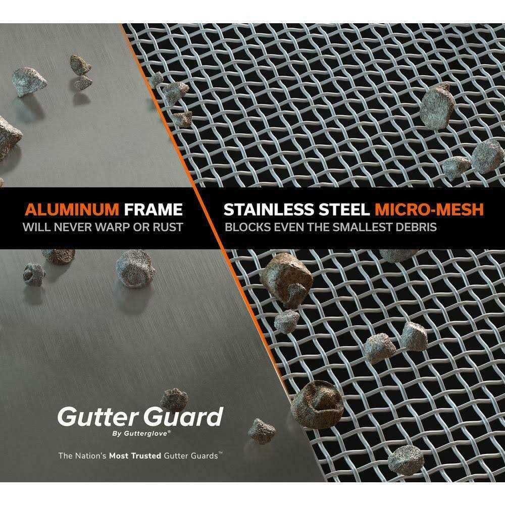 Gutter Guard by Gutterglove 4 ft. L x 5 in. W Stainless Steel Micro ...