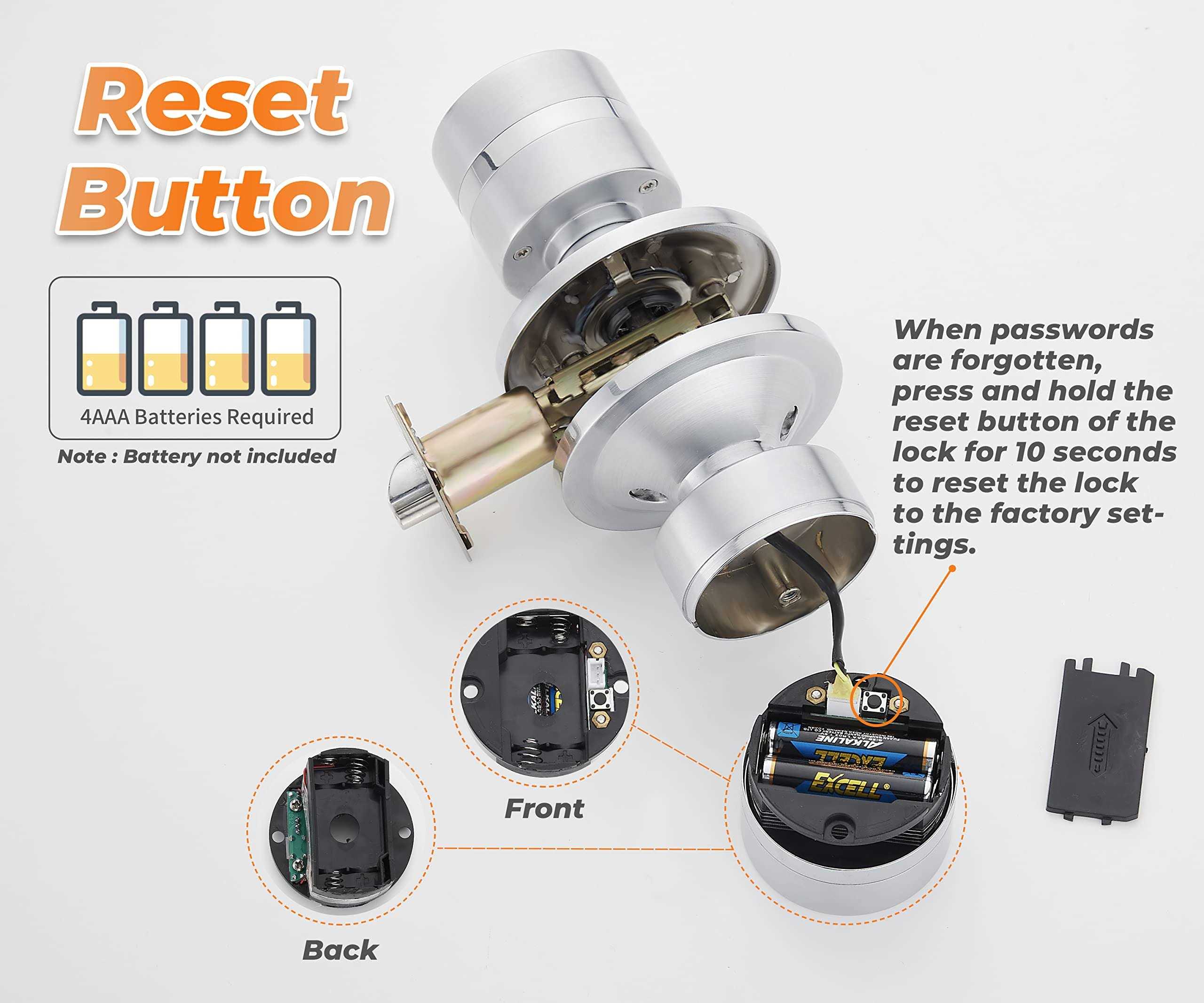 Keyless Electronic Entry Door Knob Keypad Smart Door Knob Interior Door ...