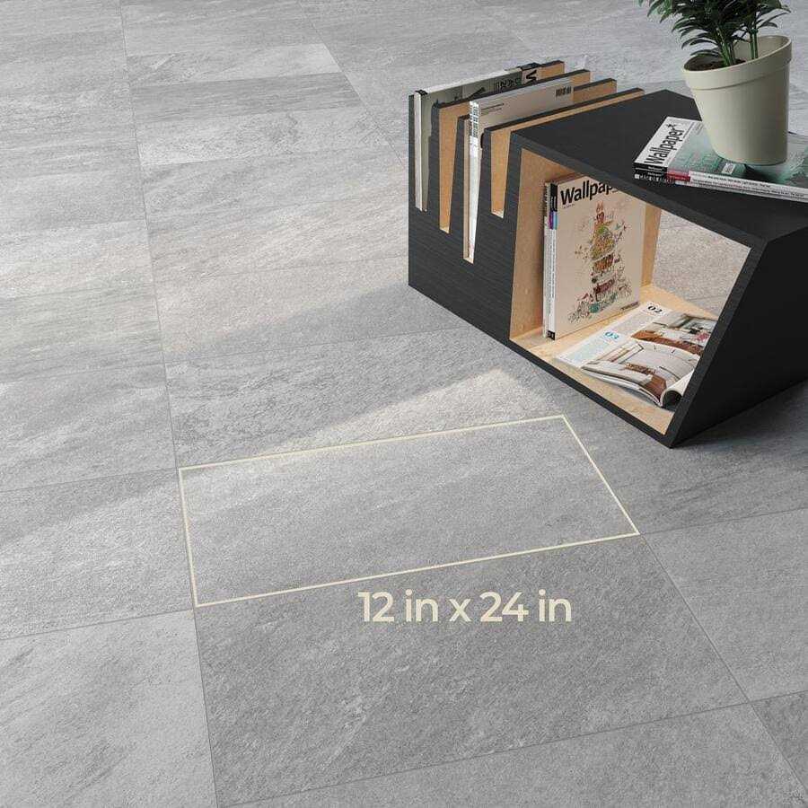 Corso Italia Alpe 12 in. x 24 in. Quartzite Stone Look Porcelain Floor ...
