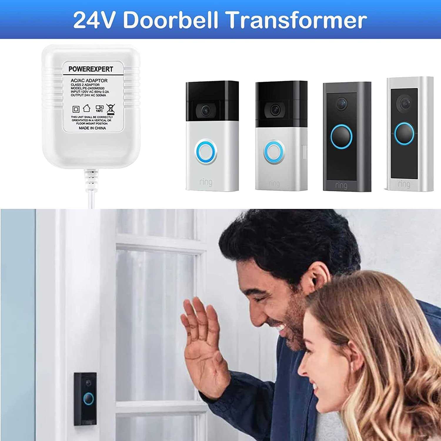 FiveFigs 24V Doorbell Transformer for Ring Doorbells 16.5ft Long C Wire ...