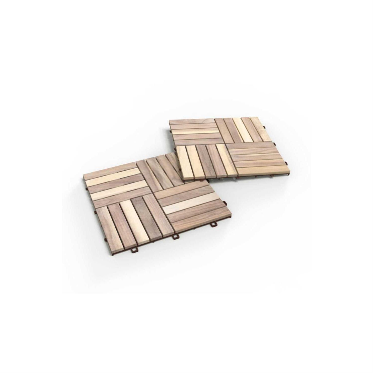 Interbuild 1 ft. x 1 ft. Interlocking Solid Hardwood Acacia Deck Tile ...
