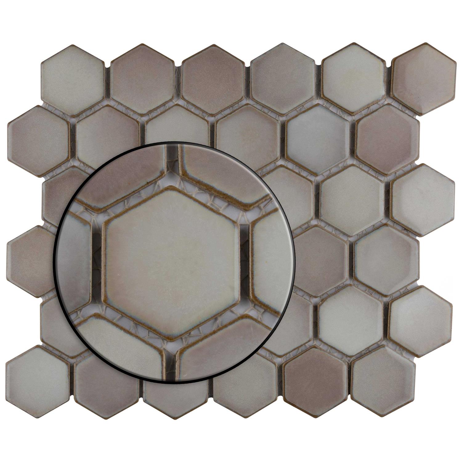 Hudson Due 2 x 2 Hex Porcelain Mosaic Floor Wall Tile Merola Tile ...