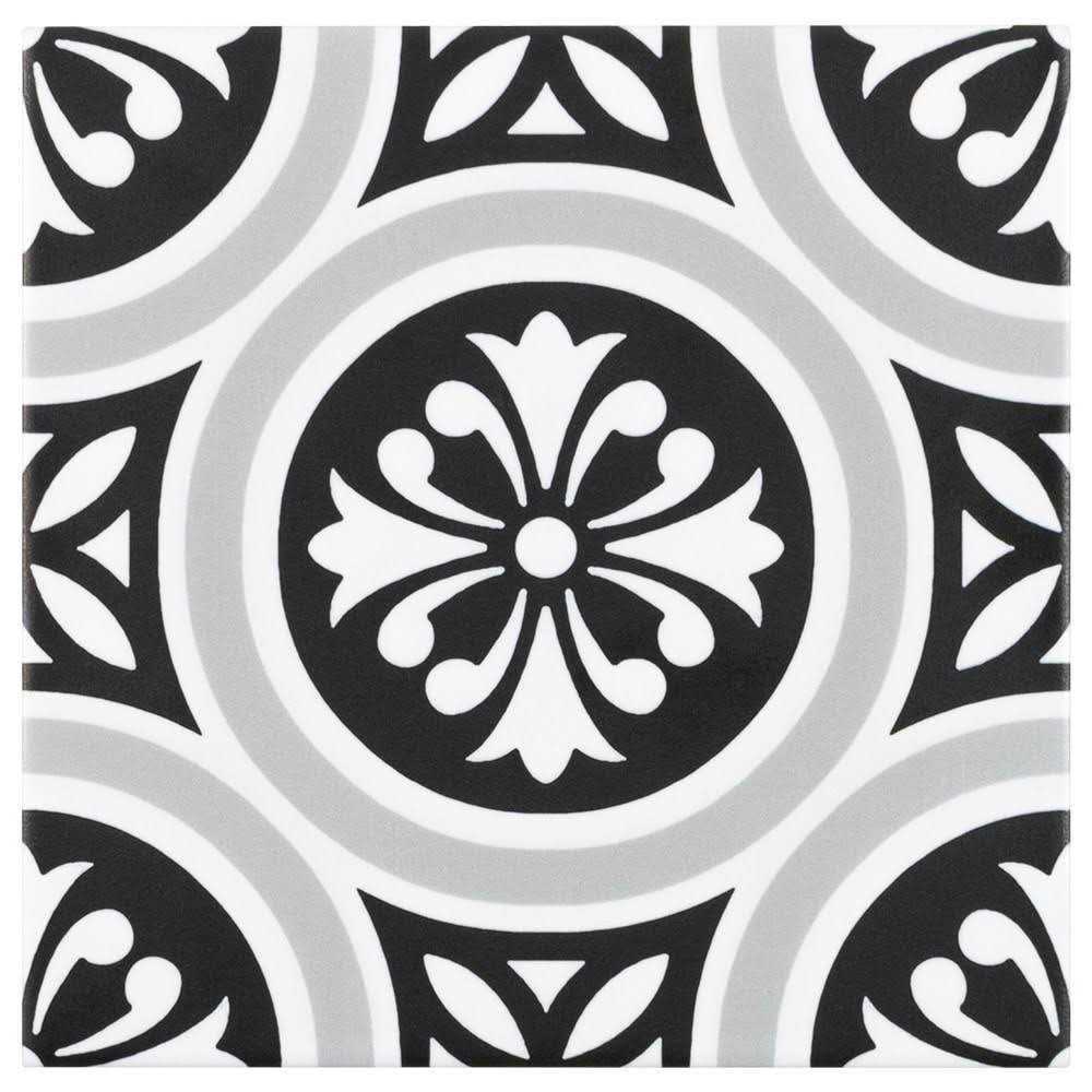 Boutique Ceramic Midnight Metro Black White Gray 6-in x 6-in Matte ...